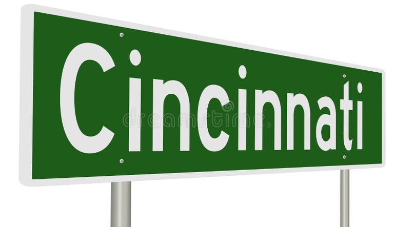 Highway Sign for Cincinnati Stock Illustration - Illustration of travel ...