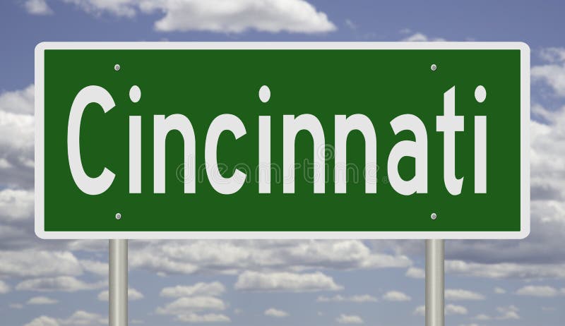 Cincinnati Road Sign Showing Population and Elevation Stock ...