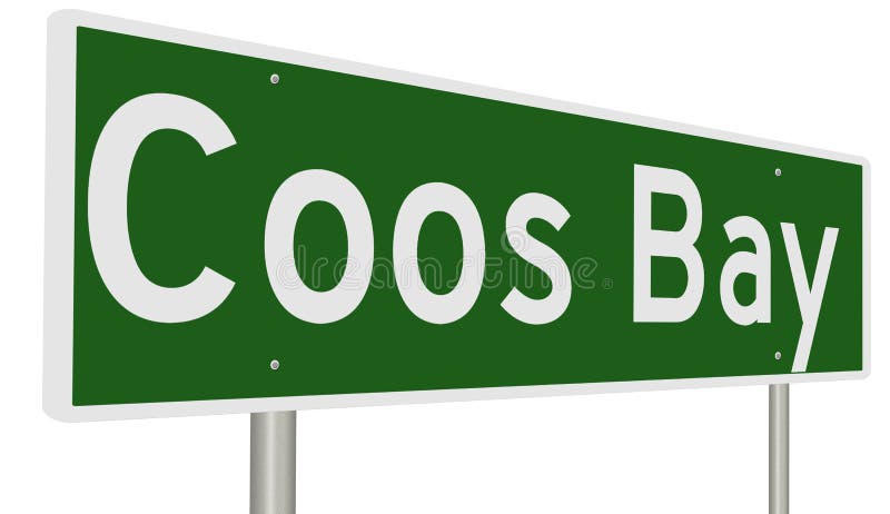 Highway Sign for Coos Bay Oregon Stock Illustration - Illustration of ...
