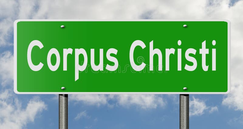 Highway Sign for Corpus Christi Texas Stock Illustration - Illustration ...