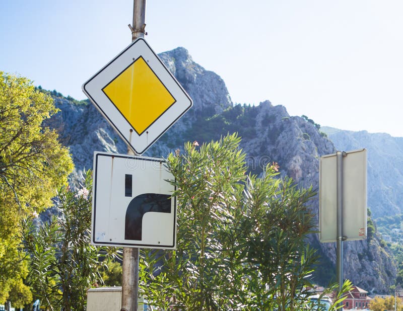Highway sign, Croatia stock photo. Image of rhombus, plant - 57435306