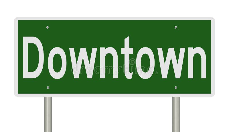 Highway sign for Downtown stock illustration. Illustration of sign ...