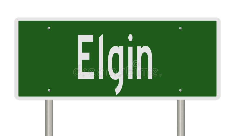 Highway Sign for Elgin Illinois Stock Illustration - Illustration of ...