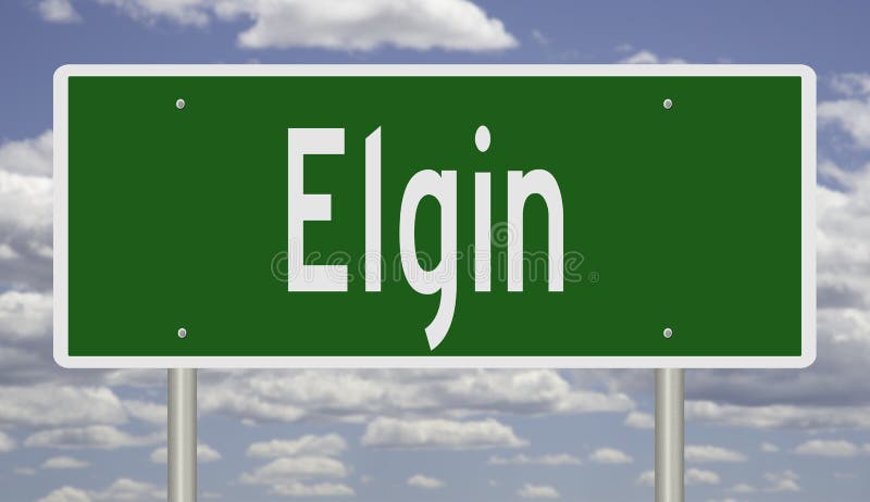 Highway Sign for Elgin Illinois Stock Illustration - Illustration of ...