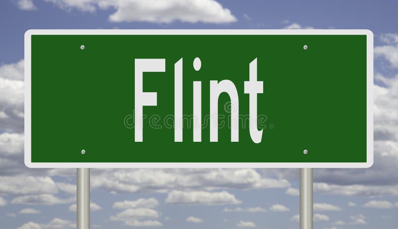 Highway Sign for Flint Michigan Stock Illustration - Illustration of ...