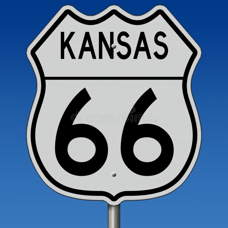 Highway Sign for Historic Route 66 in Kansas Stock Illustration ...