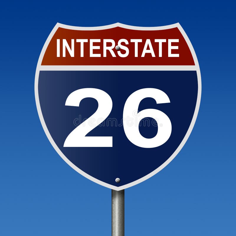 Highway Sign for Interstate 26 Stock Illustration - Illustration of ...