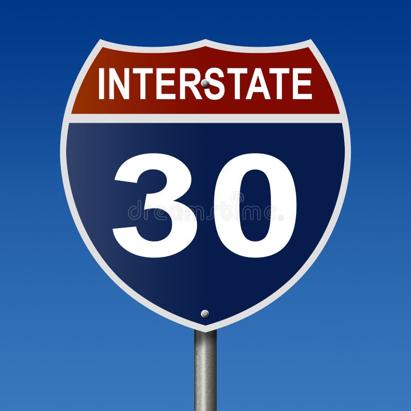 Highway Sign for Interstate 30 Stock Illustration - Illustration of ...