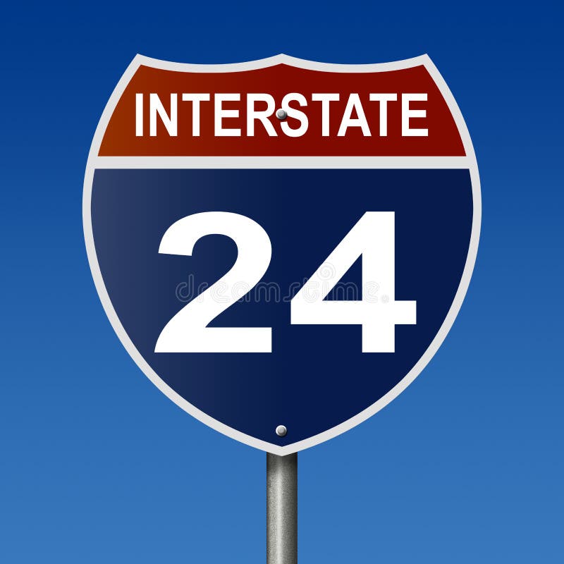 Highway Sign for Interstate 24 Stock Illustration - Illustration of ...