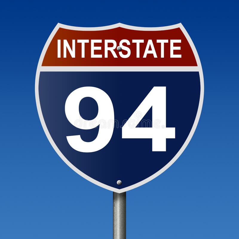 Highway Sign for Interstate 94 Stock Illustration - Illustration of ...