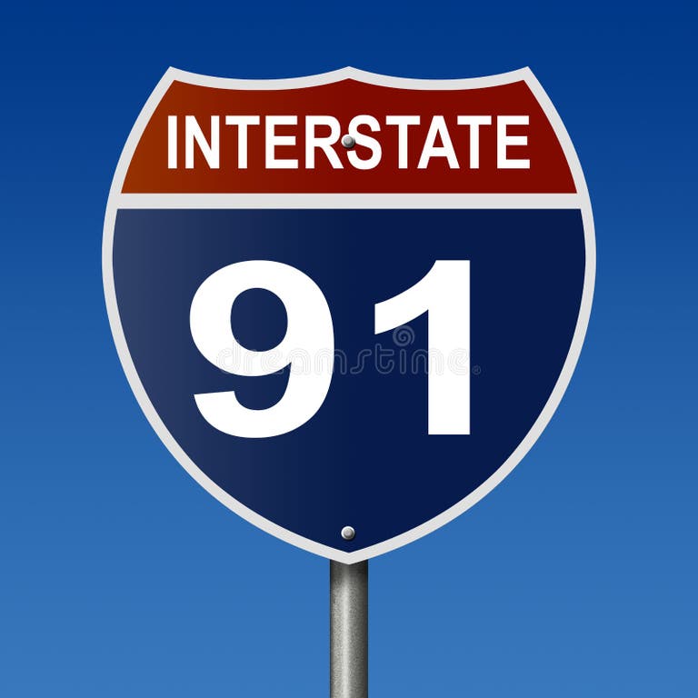 Highway Sign for Interstate Route 91 Stock Illustration - Illustration ...