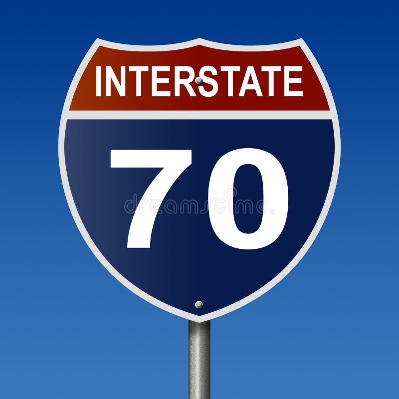 Highway Sign for Interstate Route 70 Stock Illustration - Illustration ...