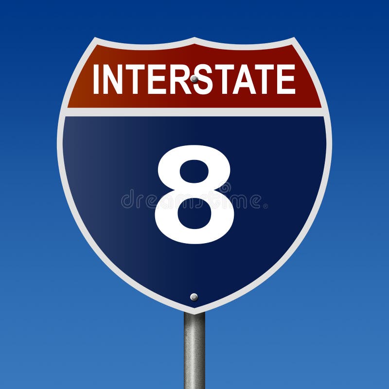 Highway Sign for Interstate Route 8 Stock Illustration - Illustration ...