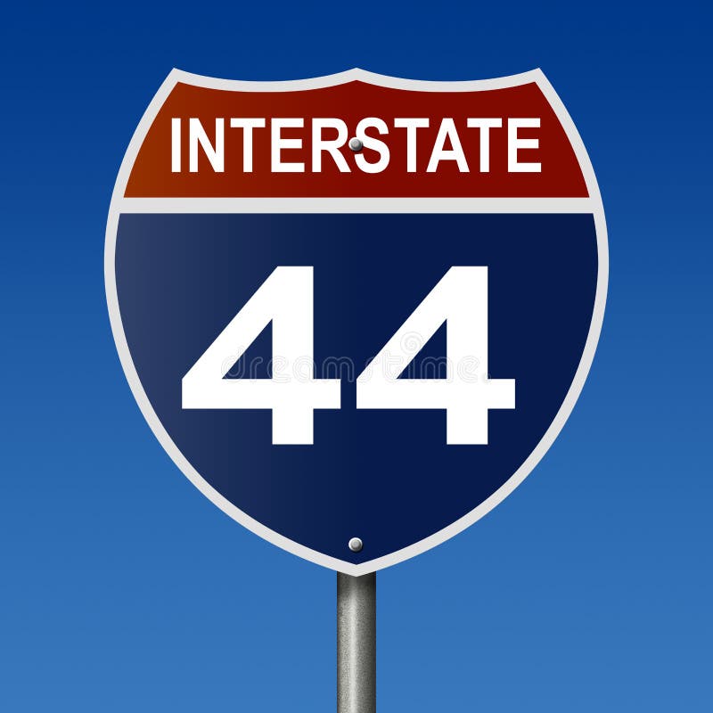 Highway Sign for Interstate Route 44 Stock Photo - Image of trucking ...