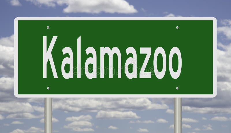 Highway Sign for Kalamazoo Michigan Stock Illustration - Illustration ...