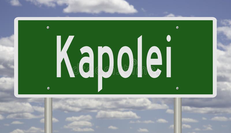 Highway sign for Kapolei stock illustration. Illustration of kapolei ...