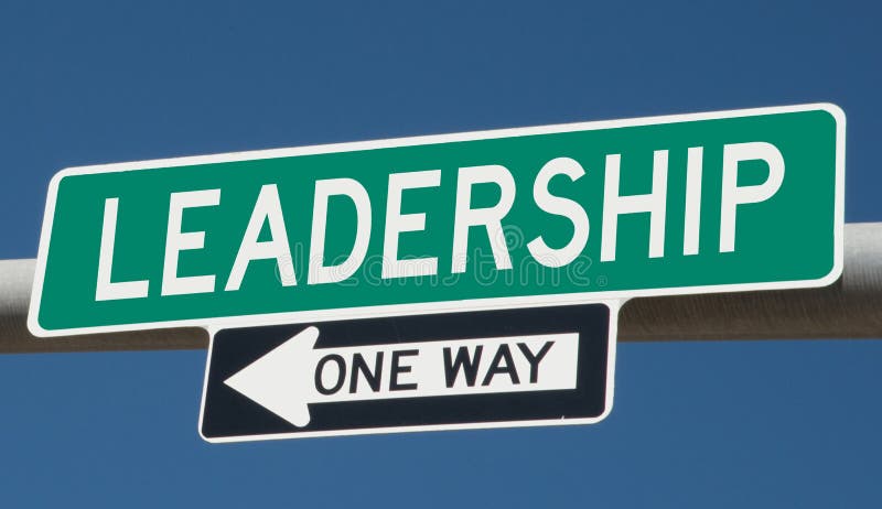 A Highway Sign with LEADERSHIP and ONE WAY Stock Illustration ...