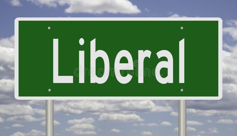 Highway sign for Liberal stock image. Image of progressive - 154749639