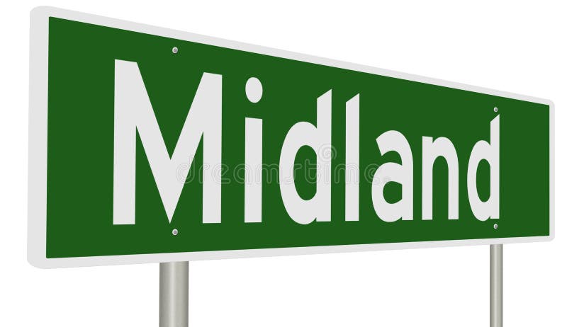 Highway Sign for Midland Texas Stock Illustration - Illustration of ...