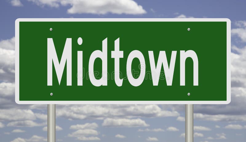 Highway sign for Midtown stock illustration. Illustration of city ...