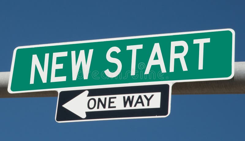Highway Sign for NEW START and ONE WAY Stock Illustration ...