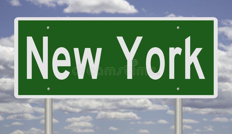 Highway sign for New York stock illustration. Illustration of clouds ...