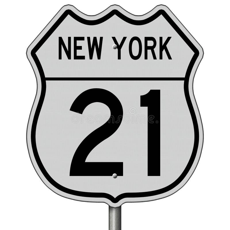 Highway Sign for New York Route 21 Stock Illustration - Illustration of ...