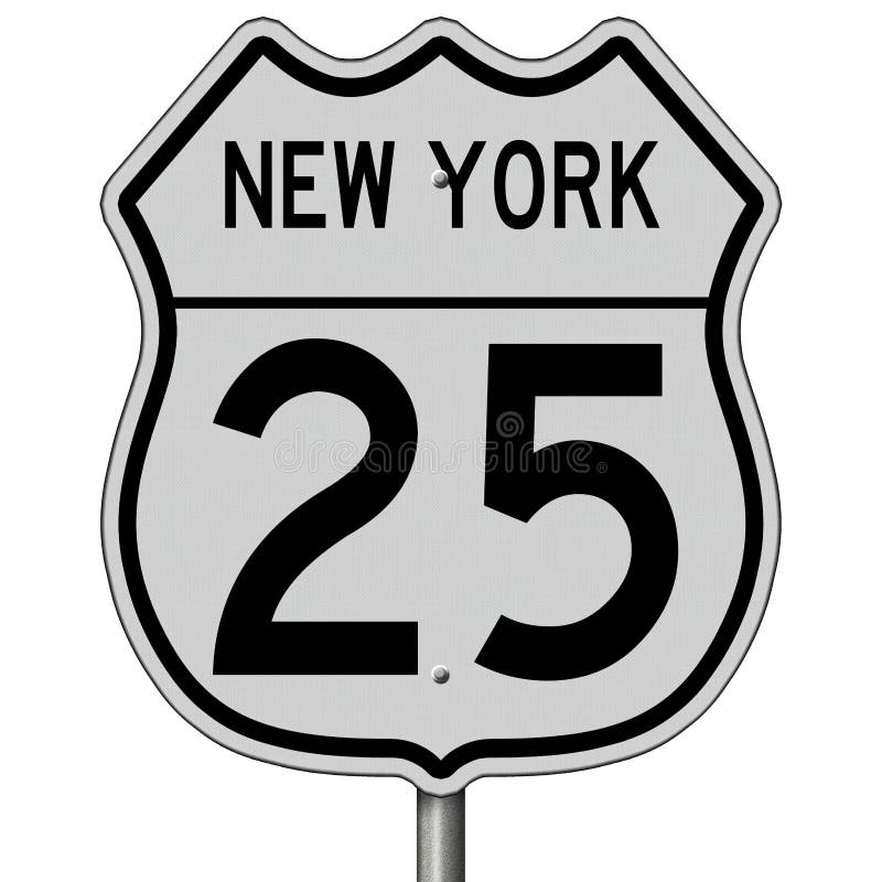 Highway Sign for New York Route 25 Stock Illustration - Illustration of ...