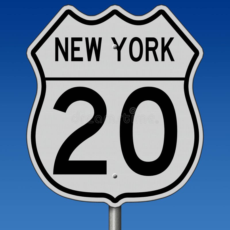 Highway Sign for New York Route 20 Stock Illustration - Illustration of ...