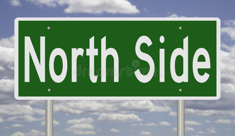 Highway Sign for North Side Stock Illustration - Illustration of road ...