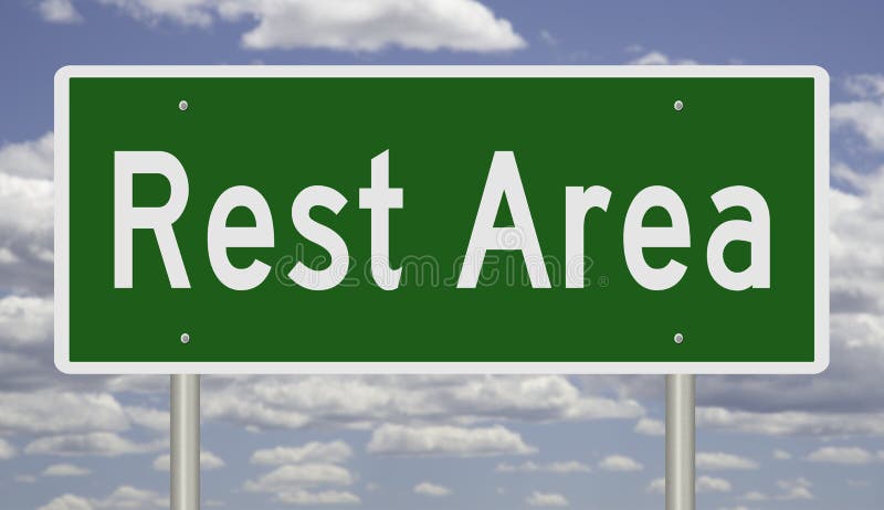Highway sign for Rest Area stock illustration. Illustration of green ...