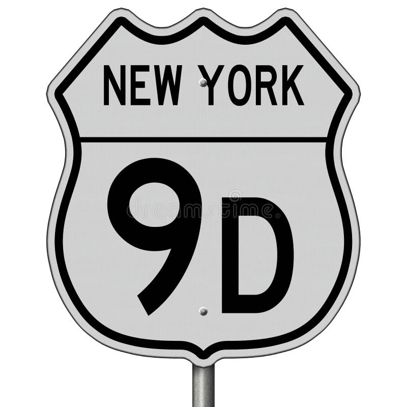 Highway Sign for Route 9D in New York Stock Illustration - Illustration ...