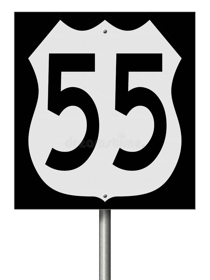 Highway sign for Route 55 stock illustration. Illustration of sign ...