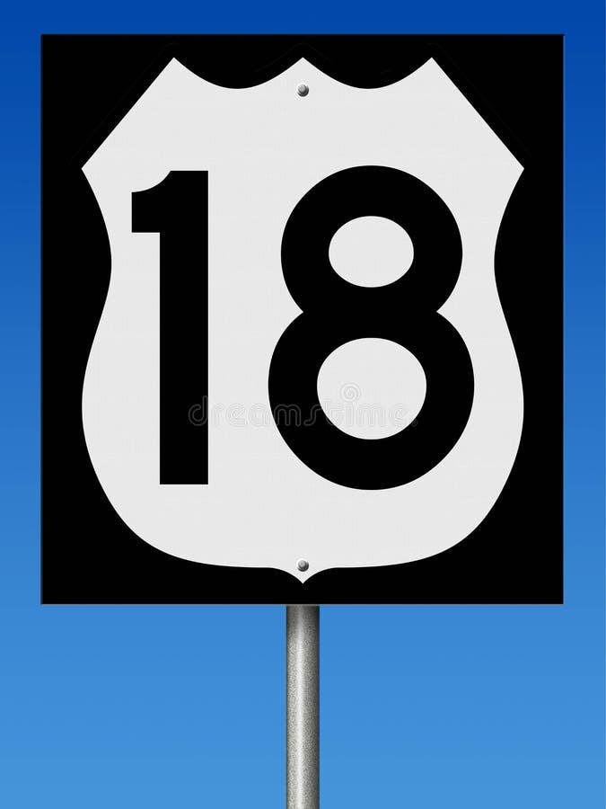 Highway sign for Route 18 stock illustration. Illustration of travel ...