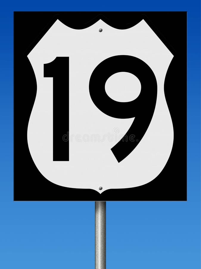 Highway sign for Route 19 stock illustration. Illustration of travel ...