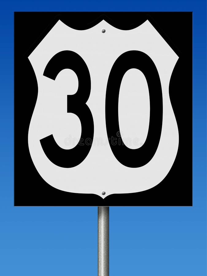 Highway sign for Route 30 stock illustration. Illustration of rendering ...