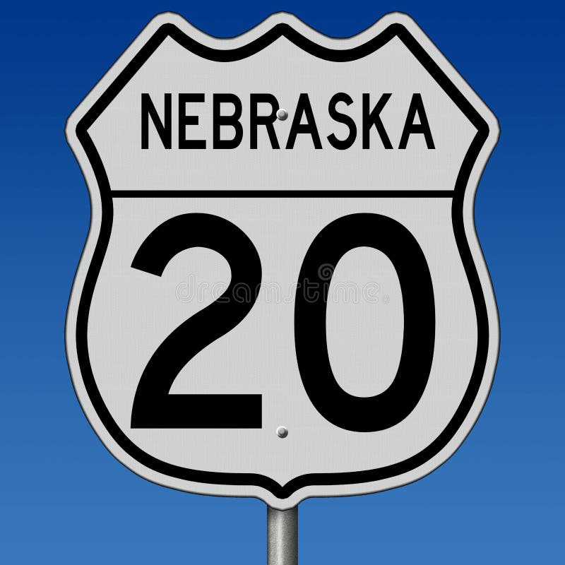 Highway Sign for Route 20 in Nebraska Stock Illustration - Illustration ...