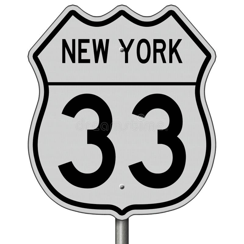 Highway Sign for Route 33 in New York Stock Illustration - Illustration ...