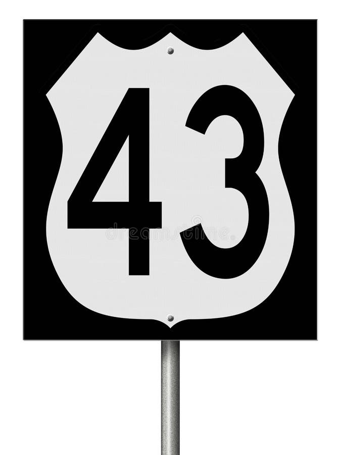 Highway sign for Route 43 stock illustration. Illustration of street ...