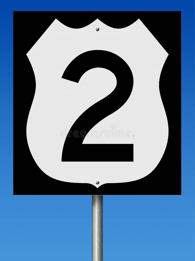 Highway sign for Route 2 stock illustration. Illustration of automobile ...