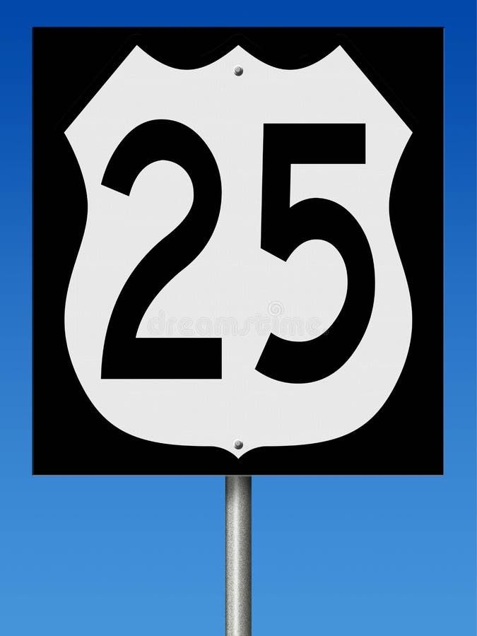 Highway sign for Route 25 stock illustration. Illustration of travel ...