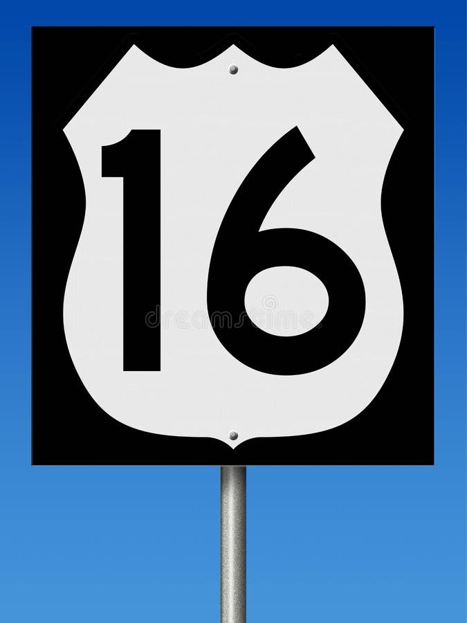 Highway sign for Route 16 stock illustration. Illustration of rendering ...