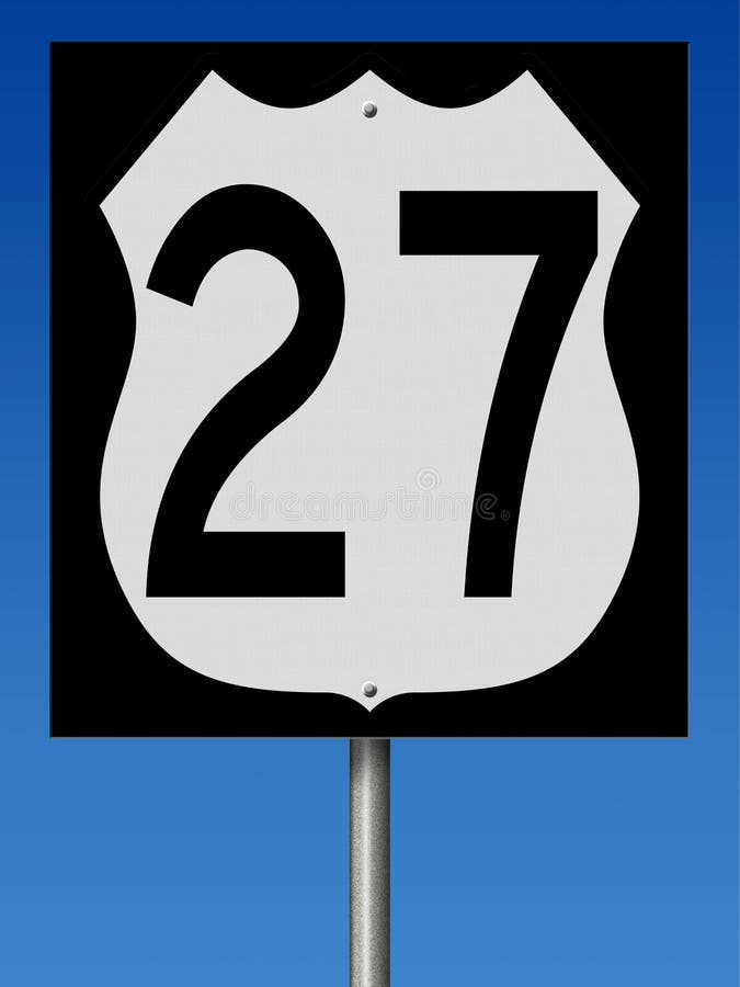 Highway sign for Route 27 stock illustration. Illustration of sign ...