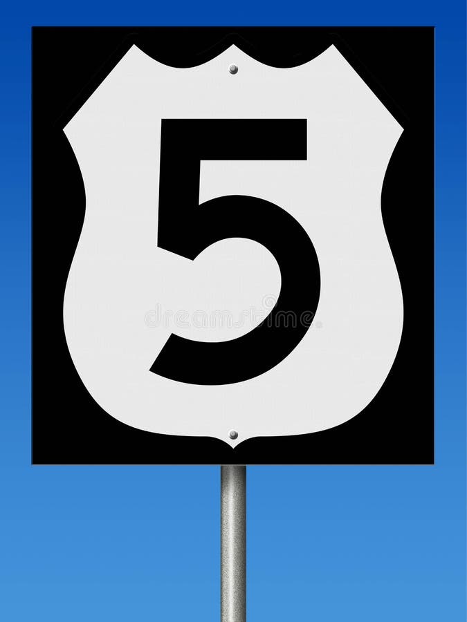 Highway sign for Route 5 stock illustration. Illustration of highway ...