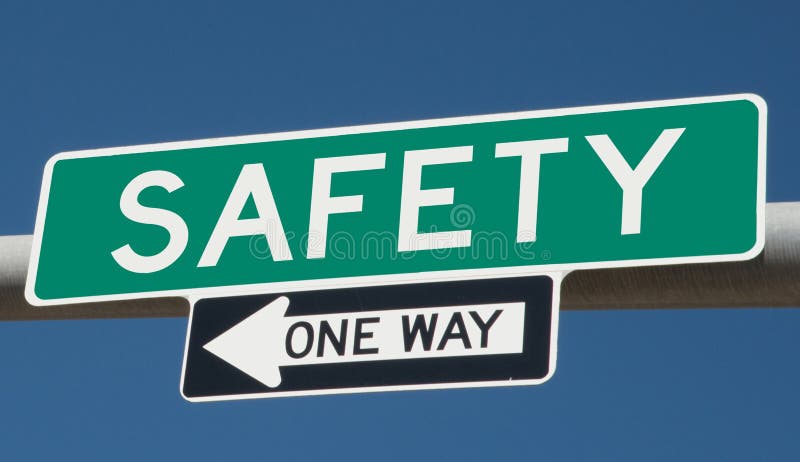 Highway Sign with SAFETY and ONE WAY Stock Illustration - Illustration ...