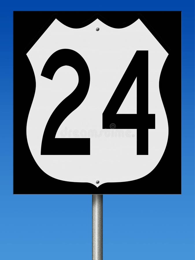 Highway Sign for State Route 24 Stock Illustration - Illustration of ...