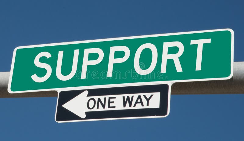 Highway Sign for SUPPORT and ONE WAY Stock Illustration - Illustration ...