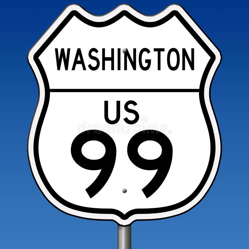 Highway Sign for Washington Route 99 Stock Illustration - Illustration ...