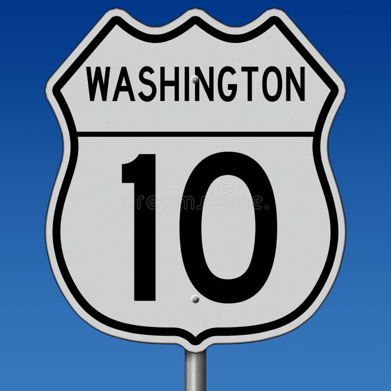 Highway Sign for Washington Route 10 Stock Illustration - Illustration ...
