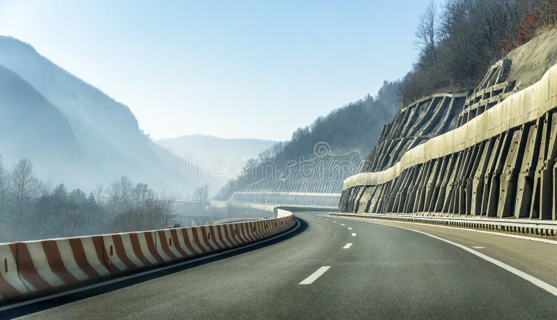 Highway with Slope Erosion Protection Stock Photo - Image of overpass ...